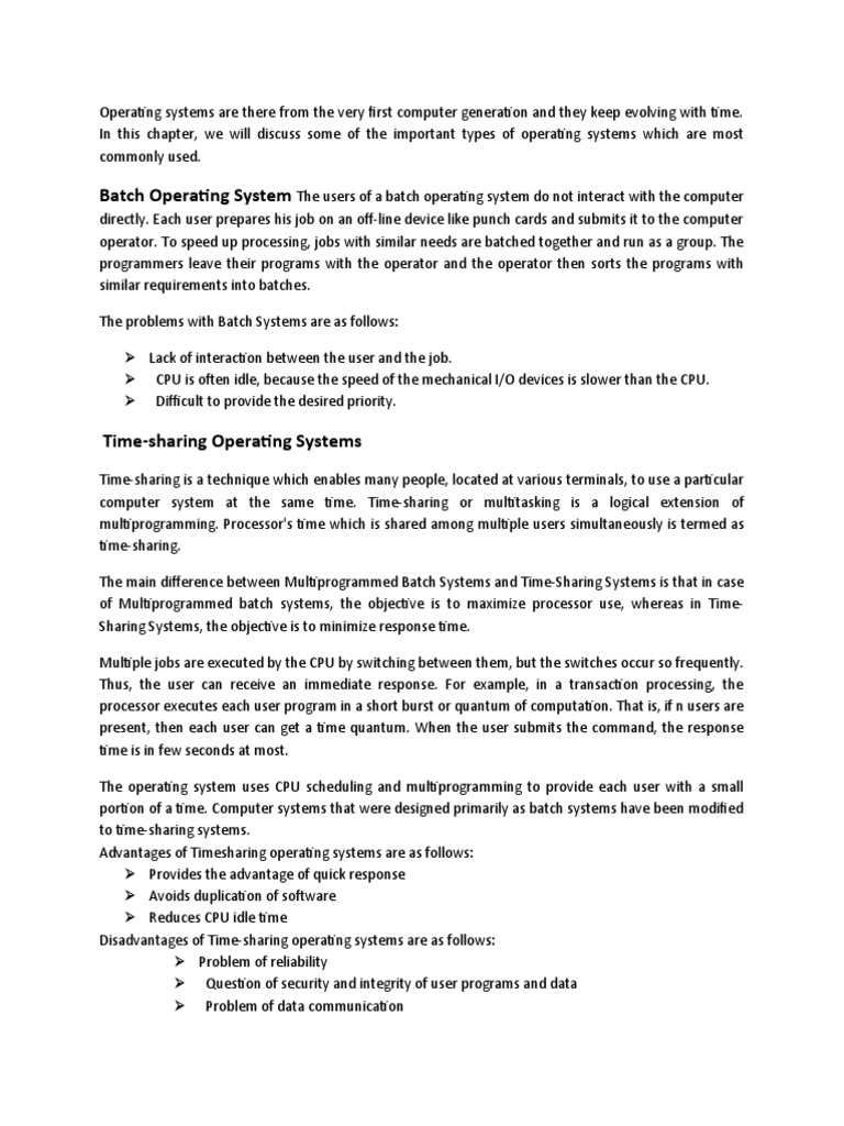 Evolution of Operating Systems from Batch to Distributed | PDF ...