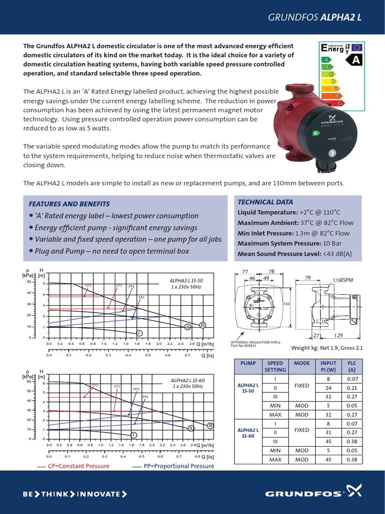 Alpha 2 Data Sheet B | PDF | Pump | Efficient Energy Use