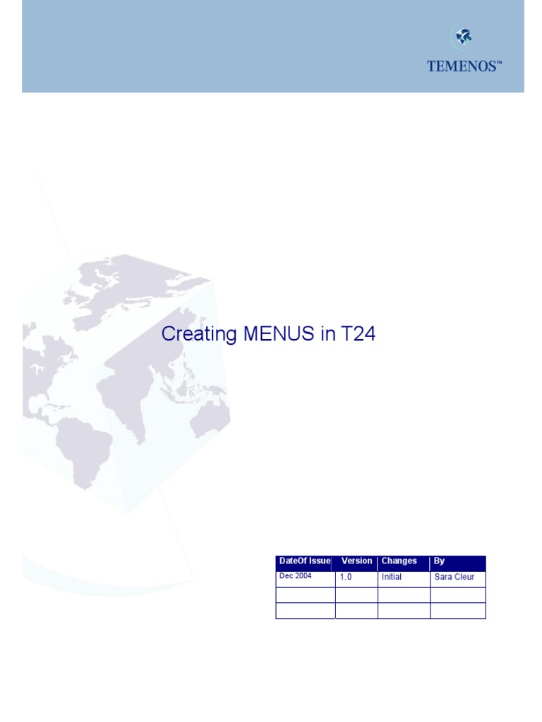 Navigating T24: A Guide to Creating and Implementing Menus in the T24 Core Banking System | PDF