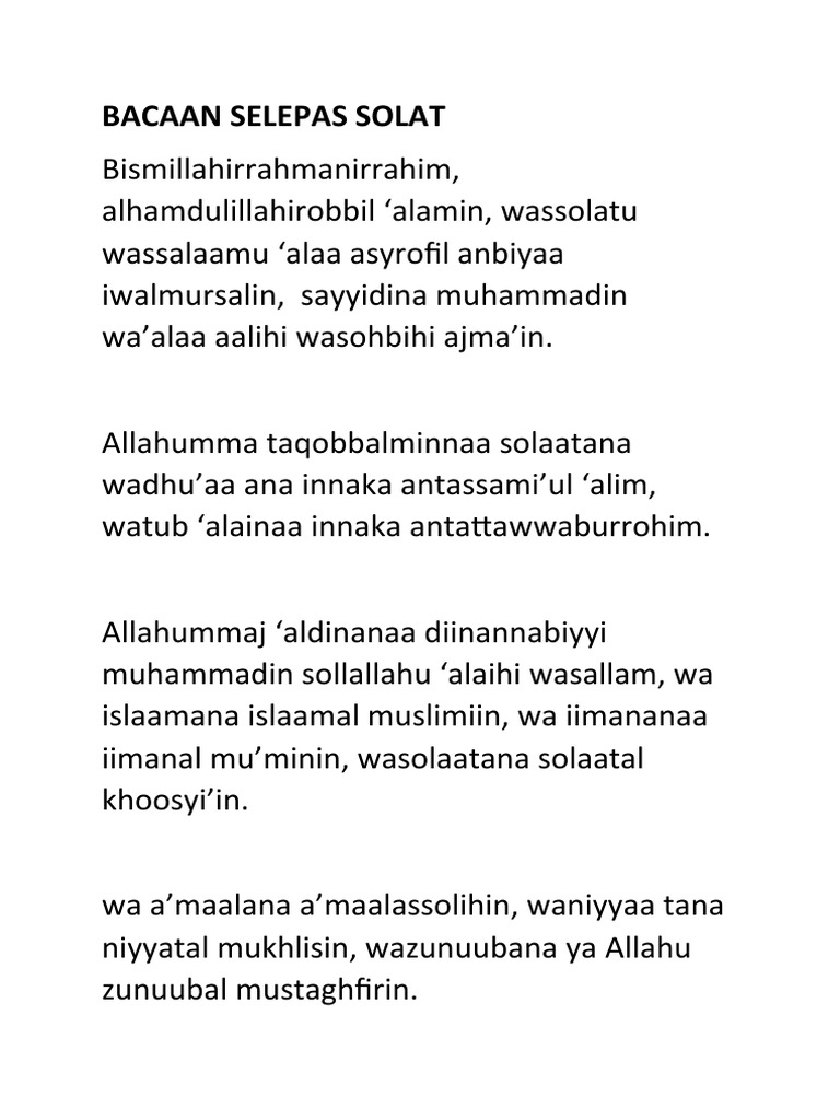 Bacaan Selepas Solat | PDF