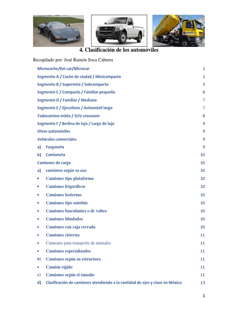 Clasificación de Los Automóviles | PDF | Vehículo utilitario deportivo | Camión