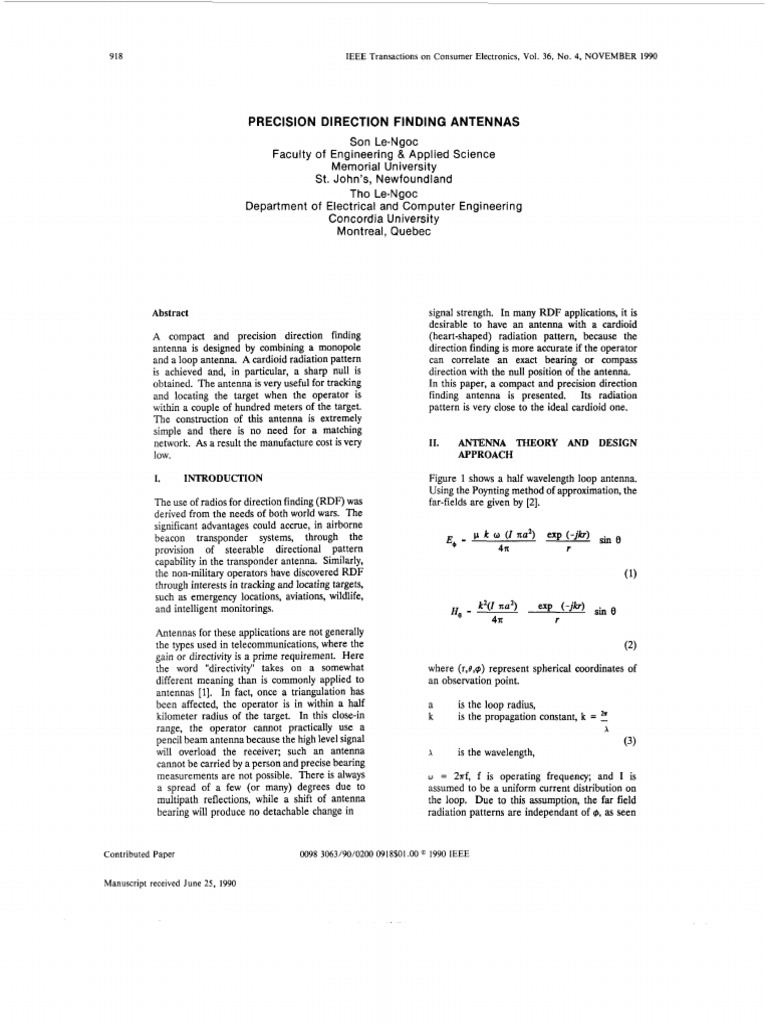 A Compact and Precision Direction Finding A Cardioid Radiation Pattern ...