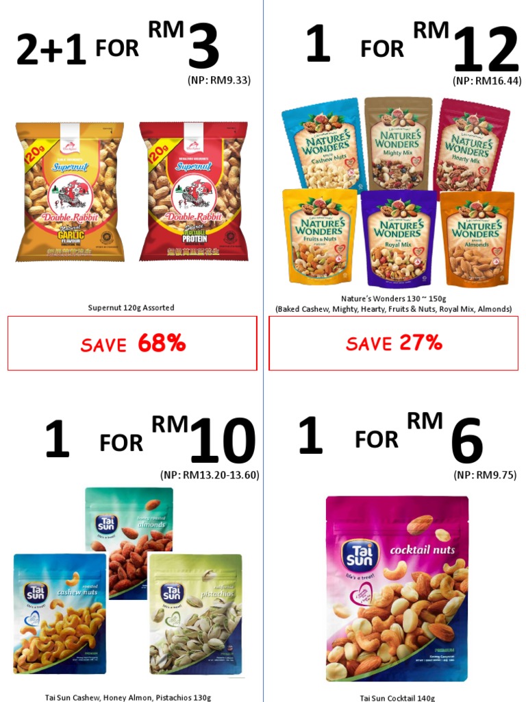 Promotional Flyer for Snack and Beverage Items with Multiple Buy Deals ...