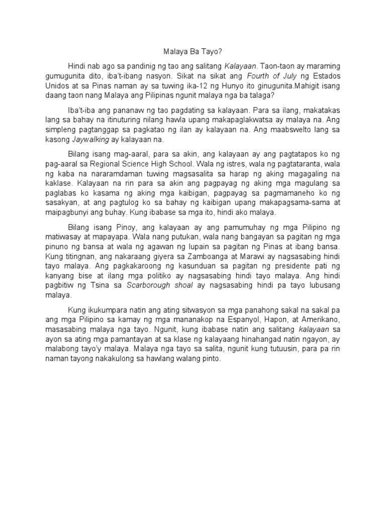 Kalayaan Essay | PDF