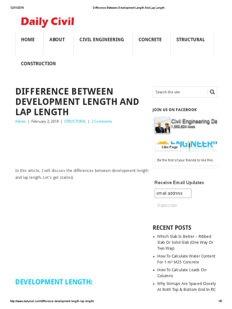 Difference Between Development Length and Lap Length PDF | PDF | Beam ...