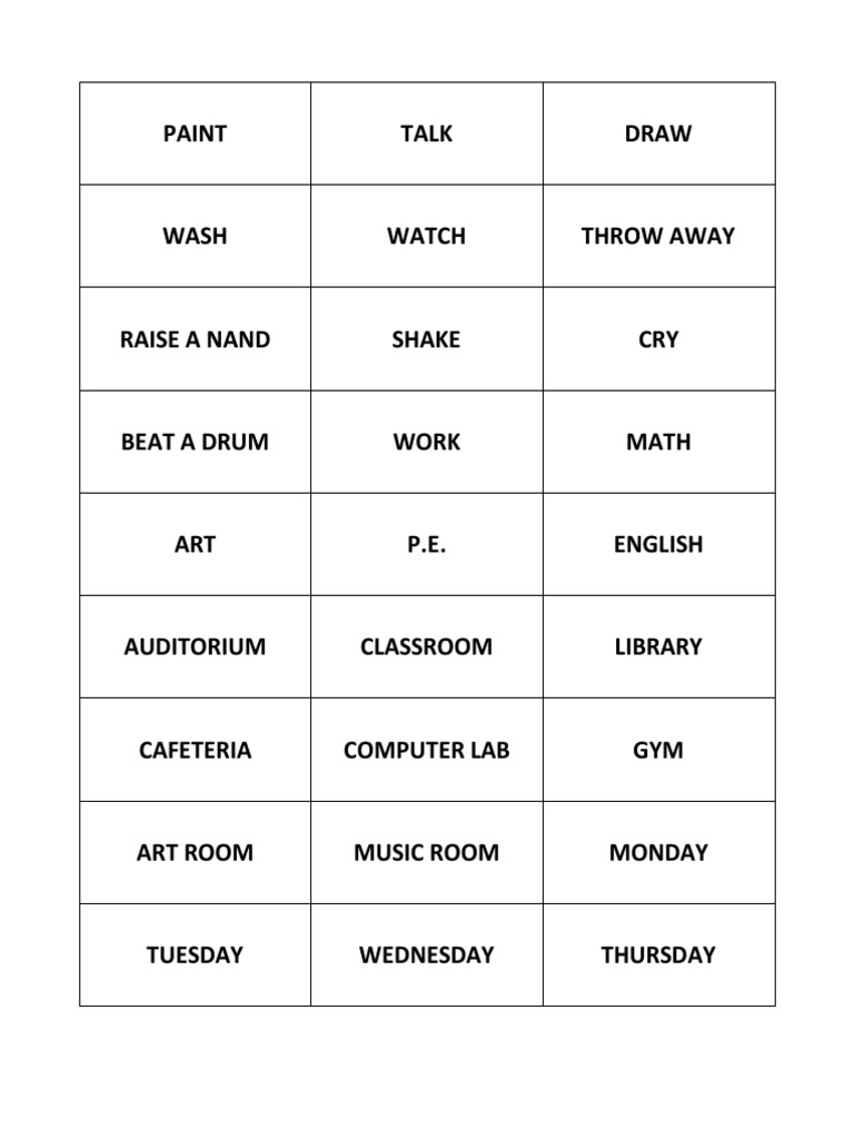 Creative Activities and Vocabulary List | PDF
