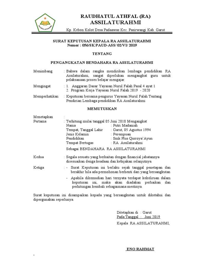 Assilaturahmi: Raudhatul Athfal (Ra) | PDF