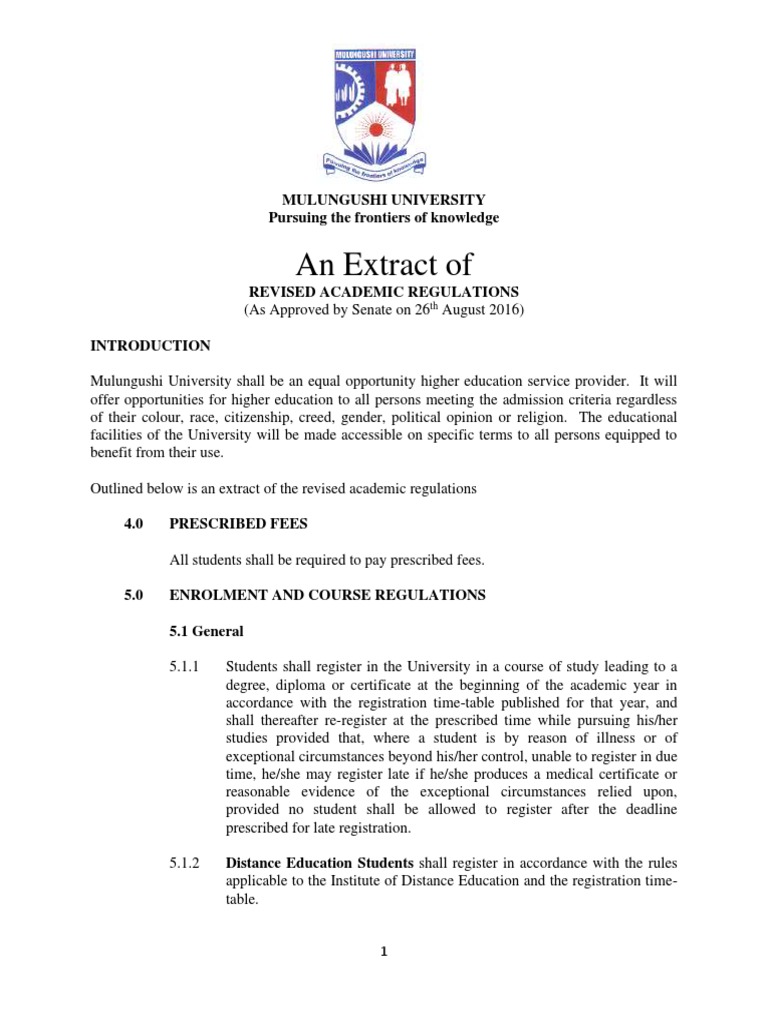 An Extract Of: Mulungushi University Pursuing The Frontiers of ...