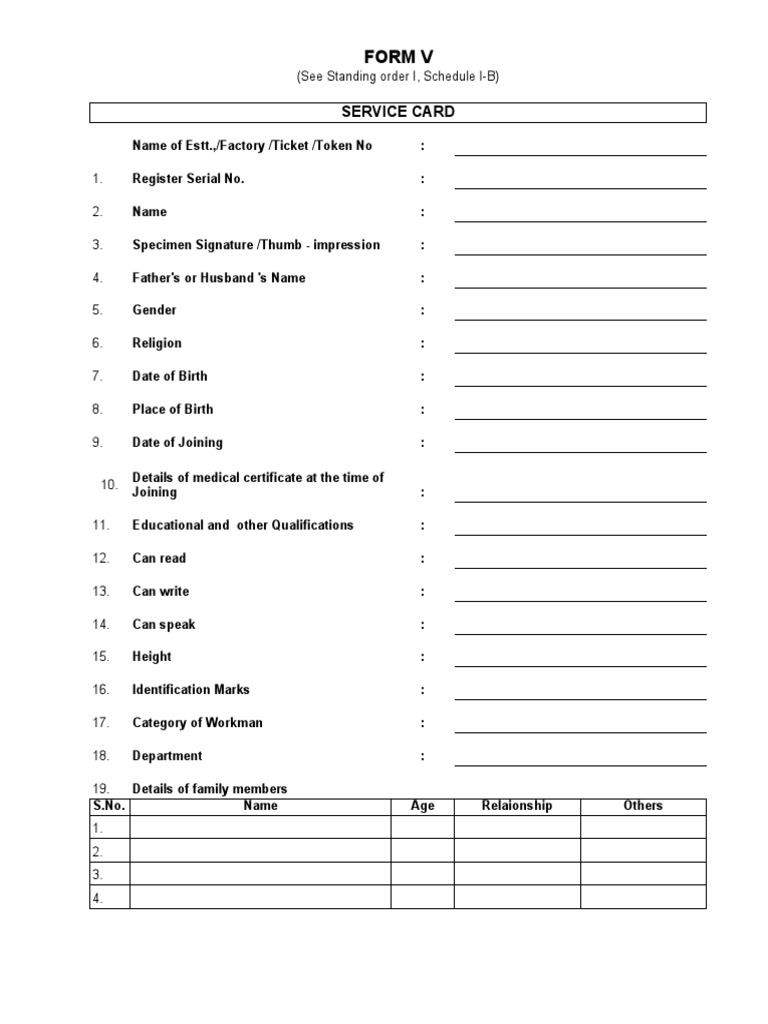 Service Record Form V | PDF | Working Conditions | Employee Relations