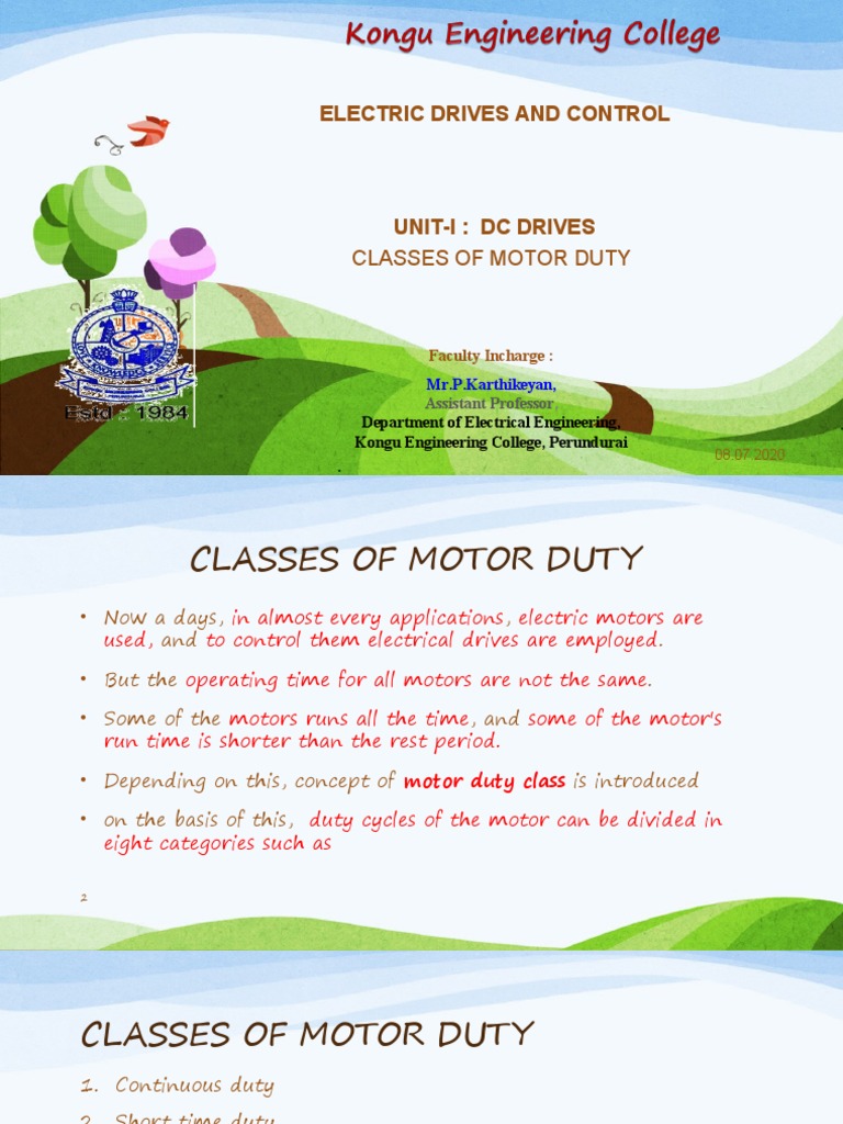 Electric Drives and Control: Classes of Motor Duty | PDF | Electric ...
