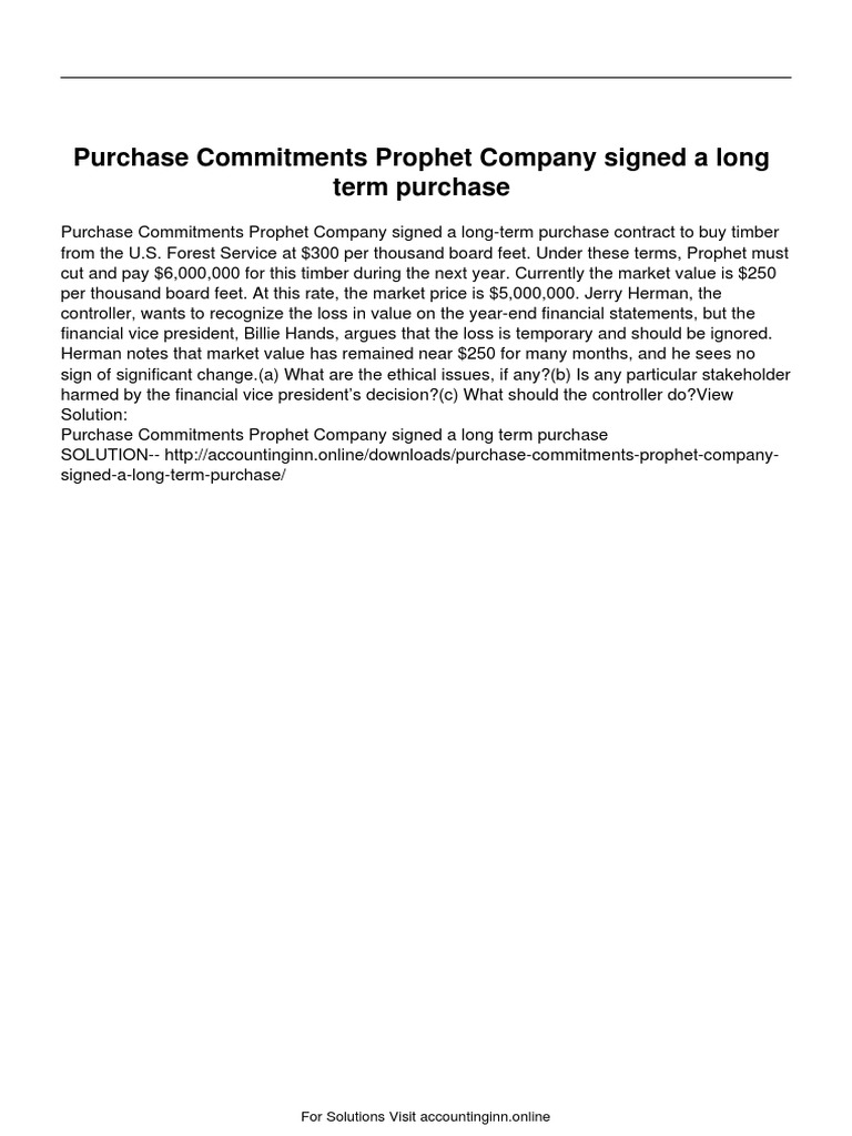 Purchase Commitments Prophet Company Signed A Long Term Purchase PDF | PDF
