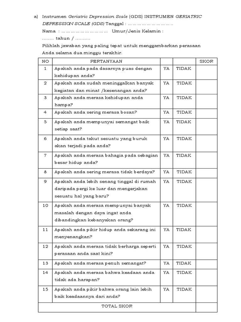Instrumen Lansia | PDF