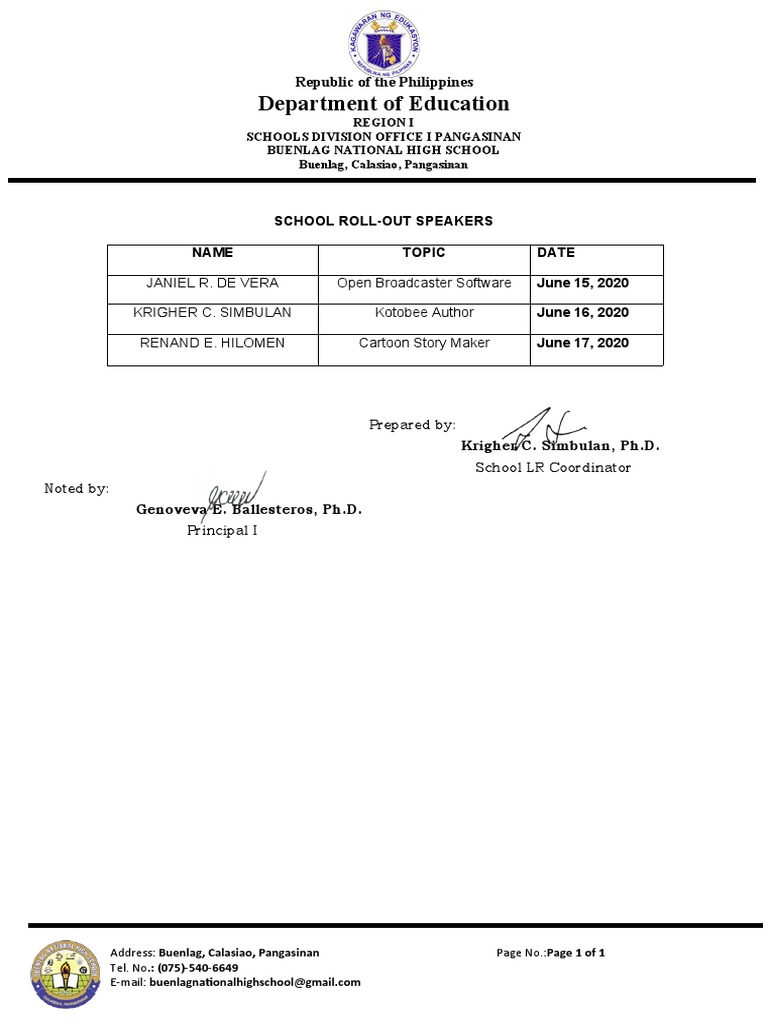 Department of Education: Republic of The Philippines | PDF