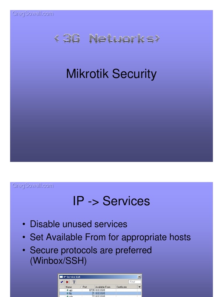 GregSowell Mikrotik Security | PDF | Router (Computing) | Firewall (Computing)