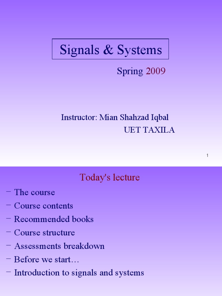 Signals & Systems: Spring | PDF | Discrete Time And Continuous Time | Signal Processing