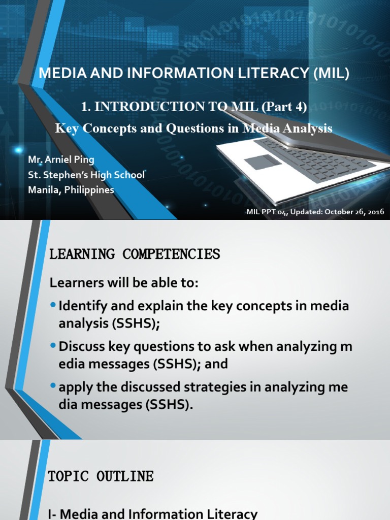 Key Concepts in Media Literacy Analysis | PDF | Value (Ethics ...
