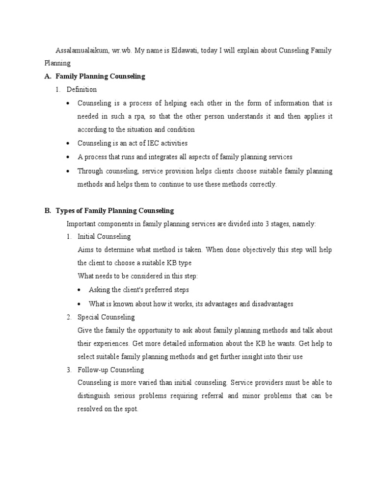 Family Planning Counseling Explained | PDF