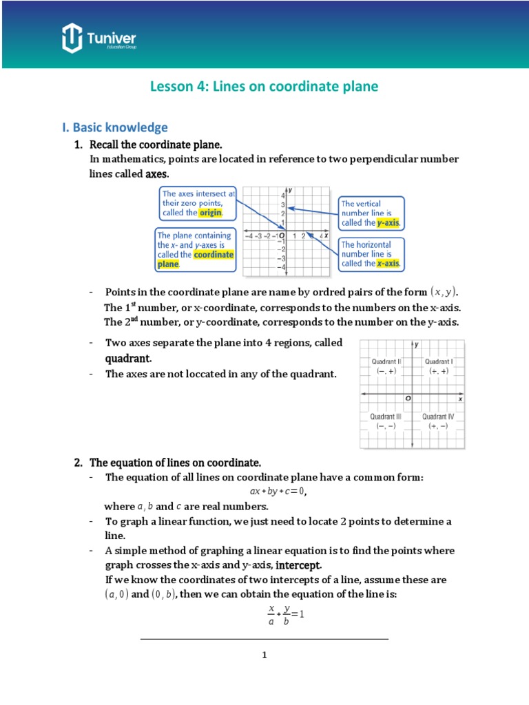 L4 - Lines On Coordinate Plane | PDF | Latitude | Cartesian Coordinate ...