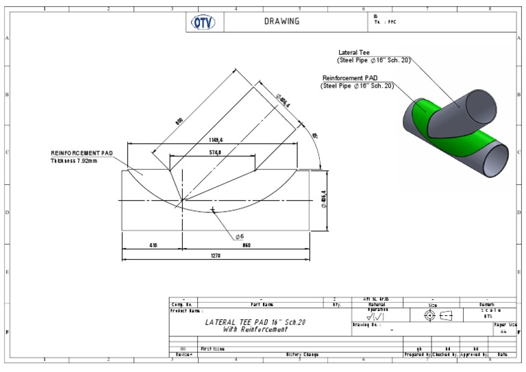 Lateral Tee 16'' Sch. 20 With Reinforcement Rev 01 | PDF | Equipment ...