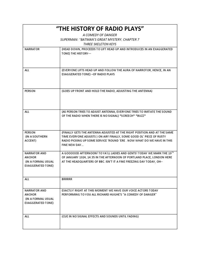 The History of Radio Plays Script | PDF | Superman