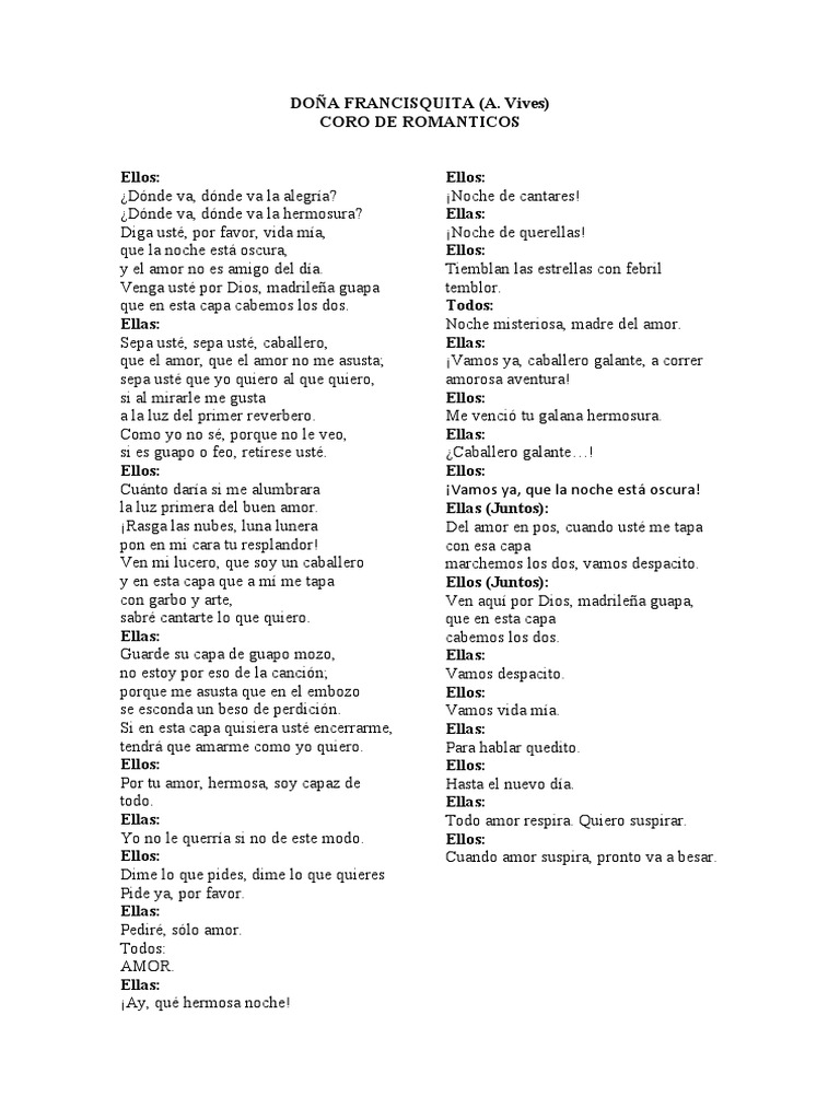 Coro de Romanticos - Letra | PDF | Belleza