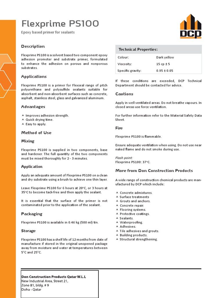 Flexprime PS100 - TDS | PDF | Epoxy | Concrete
