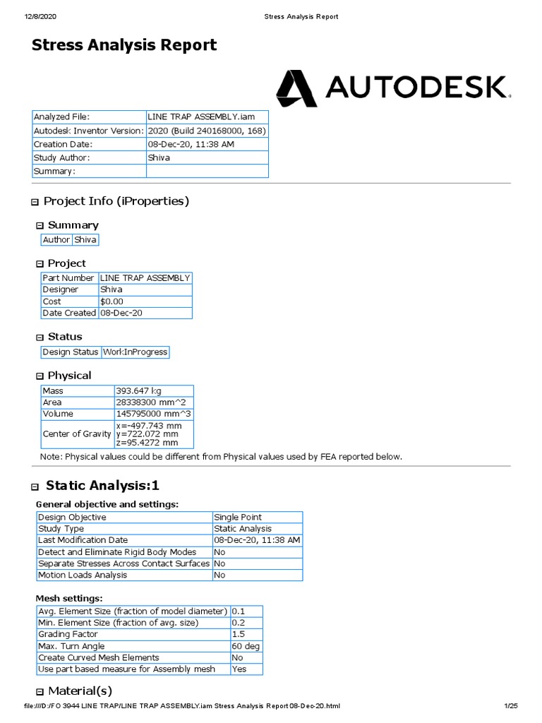 Stress Analysis Report PDF | PDF | Strength Of Materials | Materials