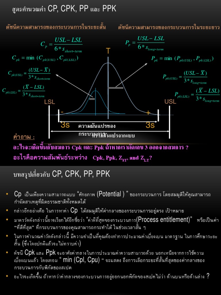 สูตรคำนวณค่า Cp, Cpk, Pp | PDF