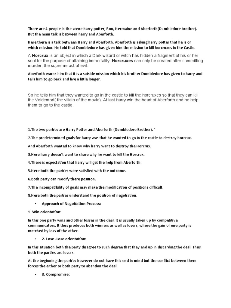 Approach of Negotiation Process: 1. Win Orientation | PDF | Harry ...