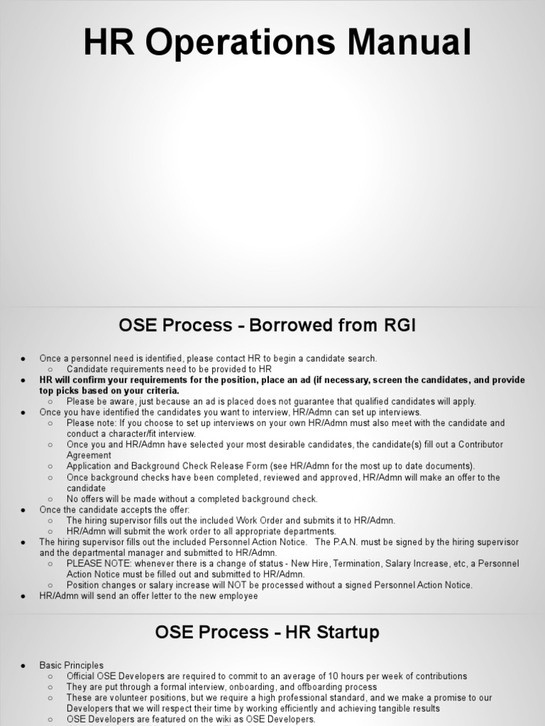 HR Operations Manual PDF | PDF | Background Check | Open Source