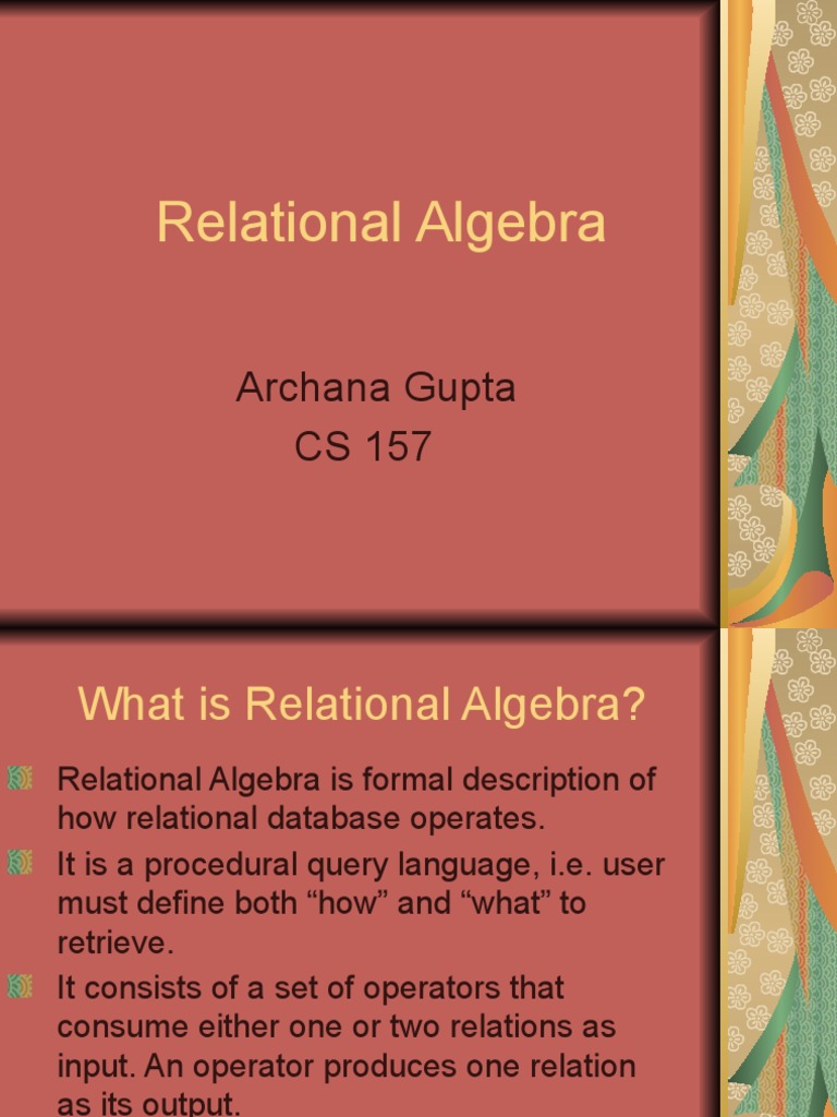 Relational Algebra Examples | PDF | Relational Model | Mathematical Logic