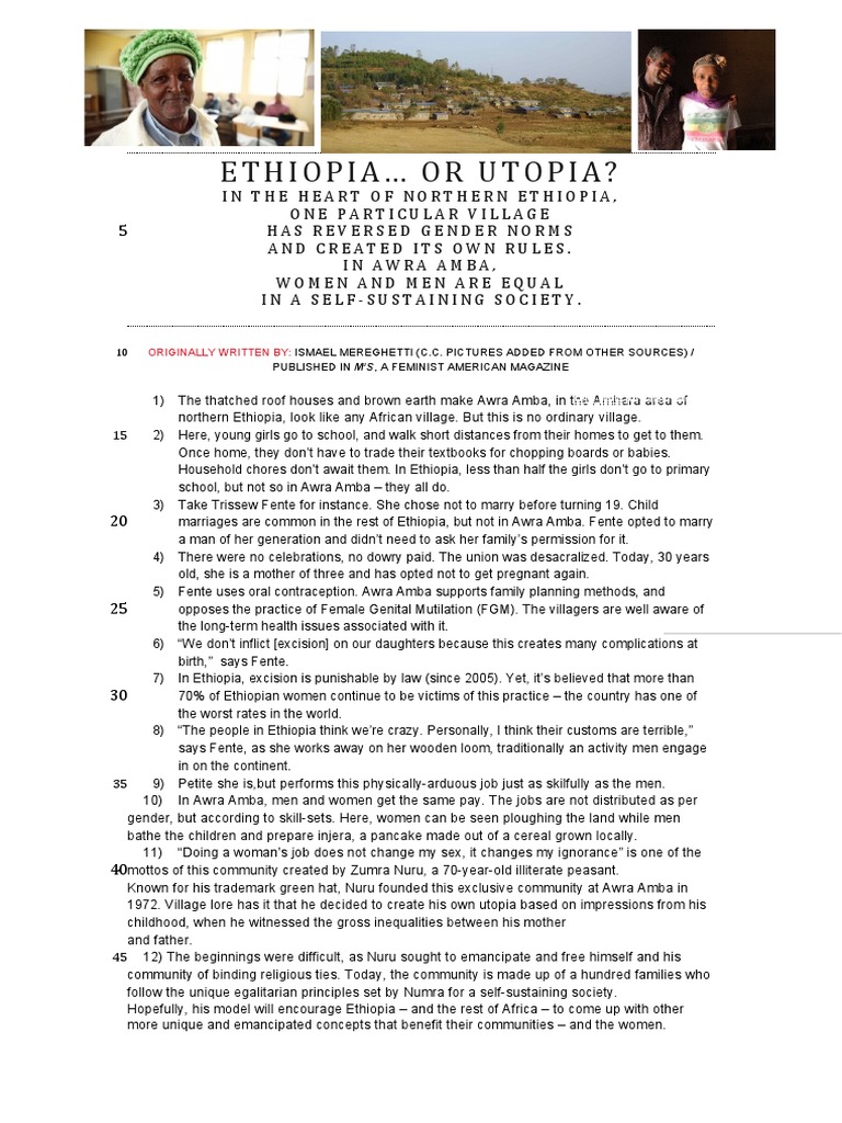 Awra Amba Ethiopia or Utopia The African Village W Reading ...