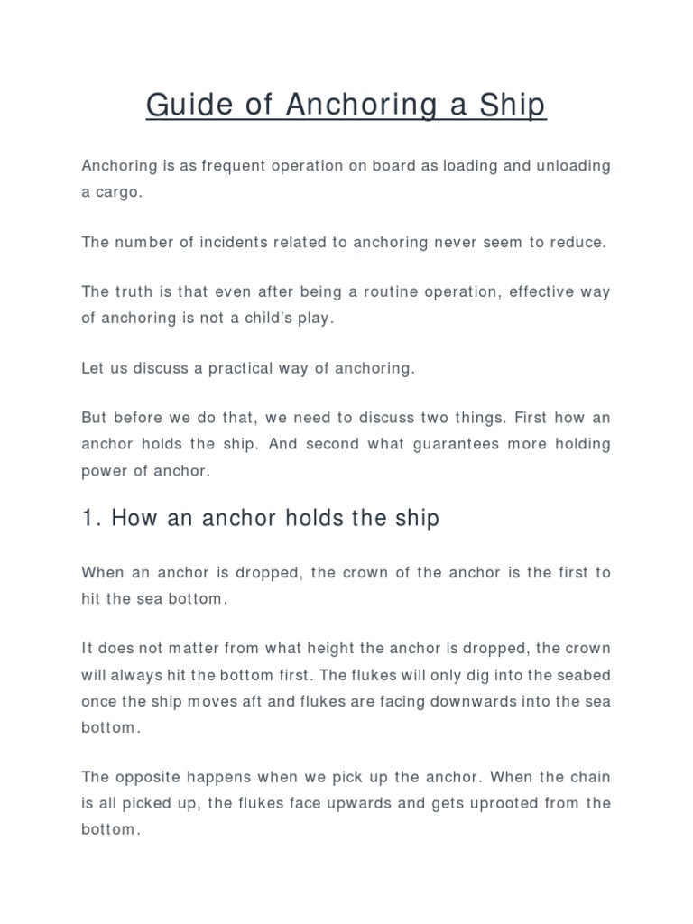 An Effective Guide to Safe and Secure Anchoring | PDF | Anchor | Water ...