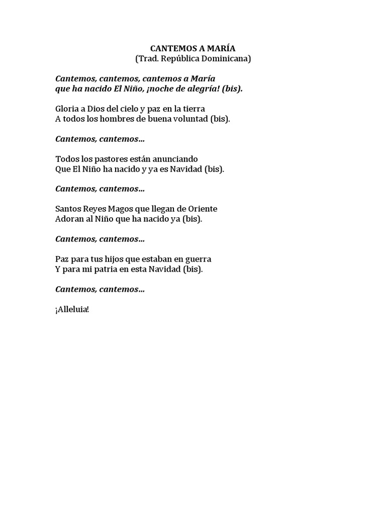 CANTEMOS A MARÍA - Letra | PDF