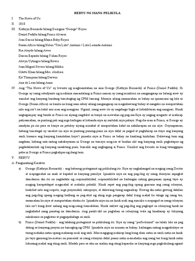 Rebyu NG Isang Pelikula | PDF