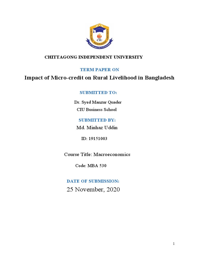 Minhaz Microcredit Term Paper | PDF | Microcredit | Microfinance