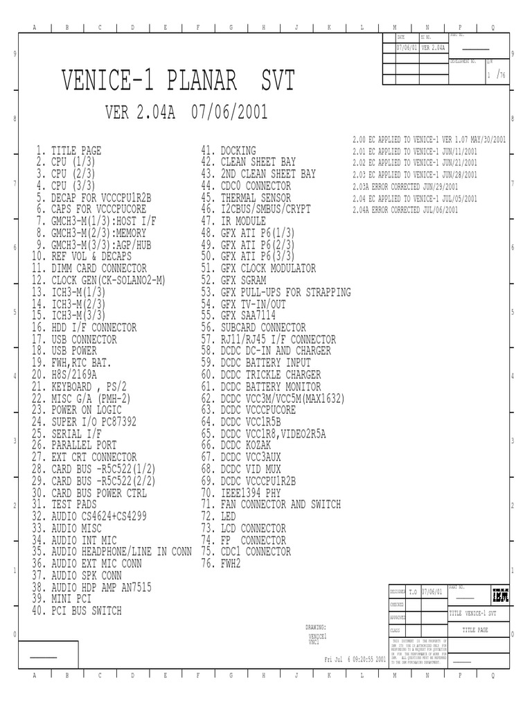 Ibm Thinkpad A31 Venice-1 Rev 2.04a SCH PDF | PDF | Manufactured Goods ...