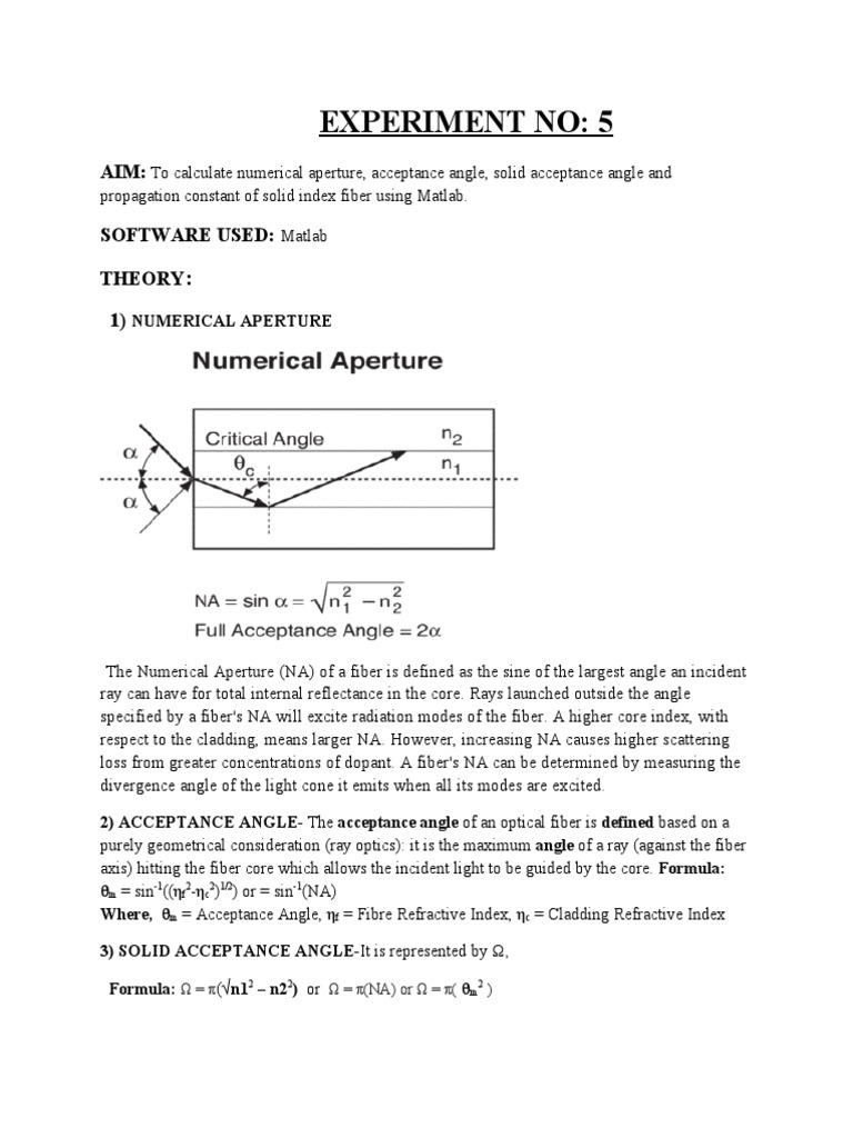 Calculate Fiber Optics Parameters with Matlab | PDF | Optical Fiber ...