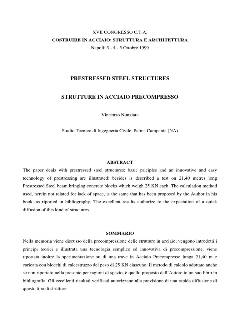 Advances in Prestressed Steel Structures | PDF | Beam (Structure) | Bending