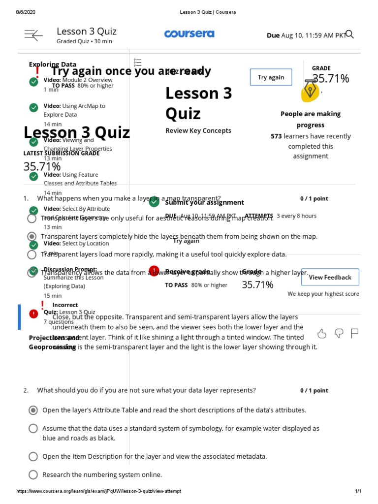 Lesson 3 Quiz - Coursera Answer | PDF | Information Technology | Data