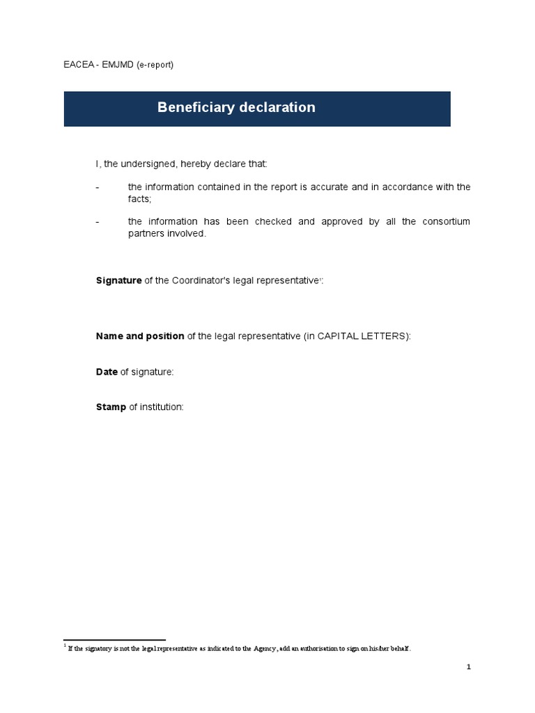 Beneficiary Declaration Emjmd All Reports 6 | PDF