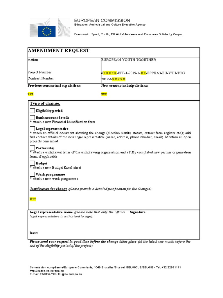 Amendment Request Form 2019 | PDF