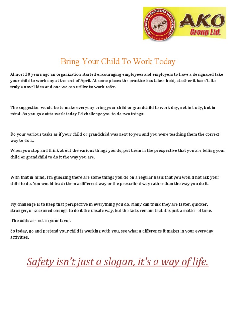Bring Your Child To Work Today | PDF