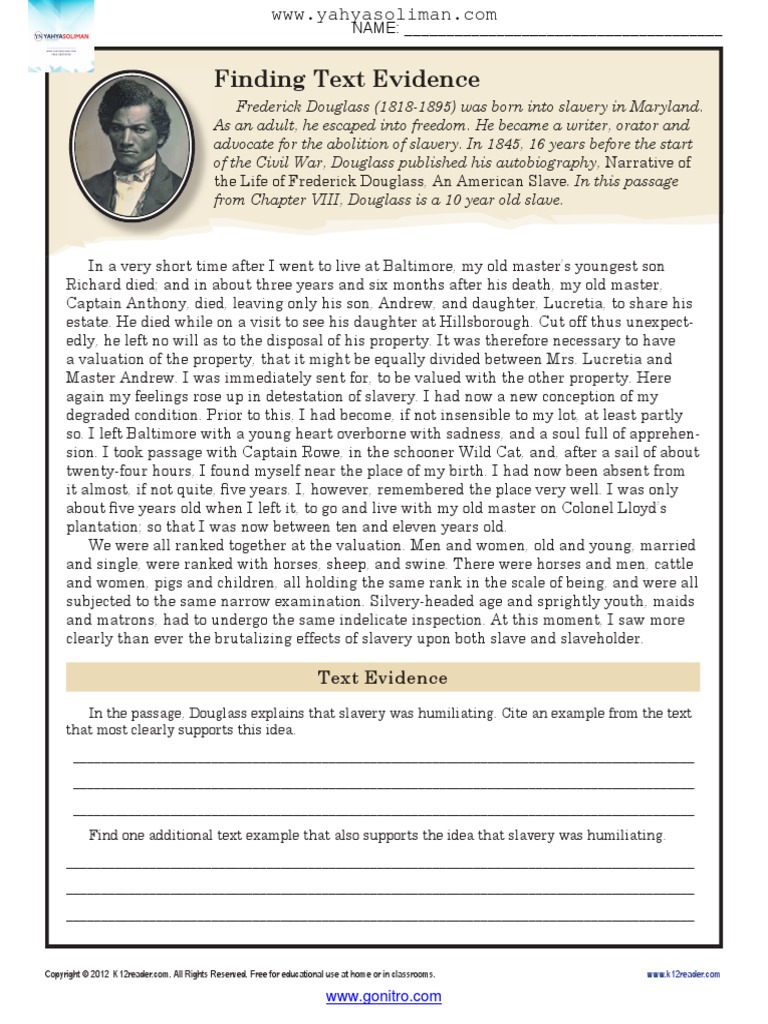 35 - Grade 8 Reading Comprehension | PDF | Frederick Douglass ...