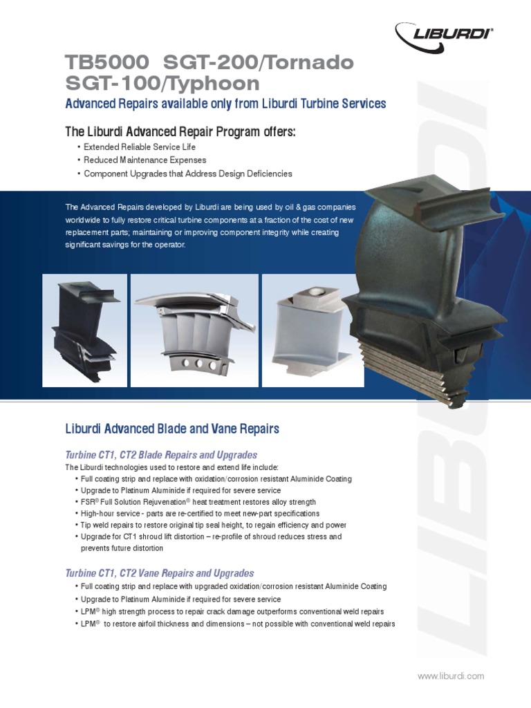 TB5000 SGT-200/Tornado SGT-100/Typhoon: Advanced Repairs Available Only ...