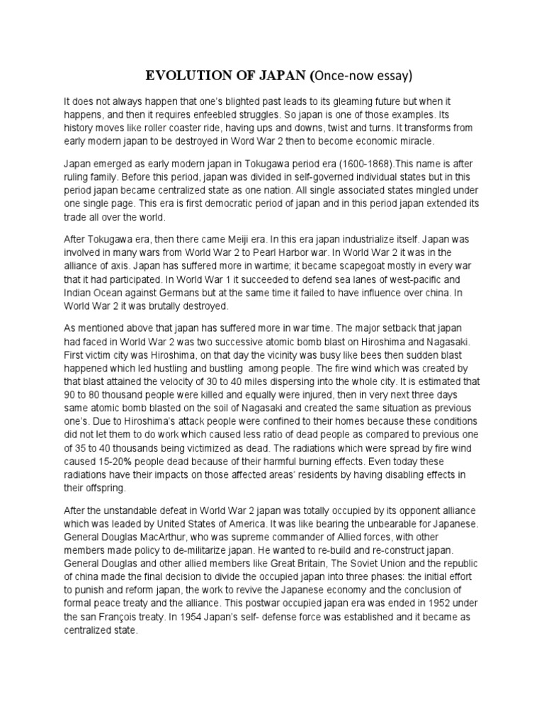 EVOLUTION OF JAPAN (Once-Now Essay) | PDF | Japan | World War II