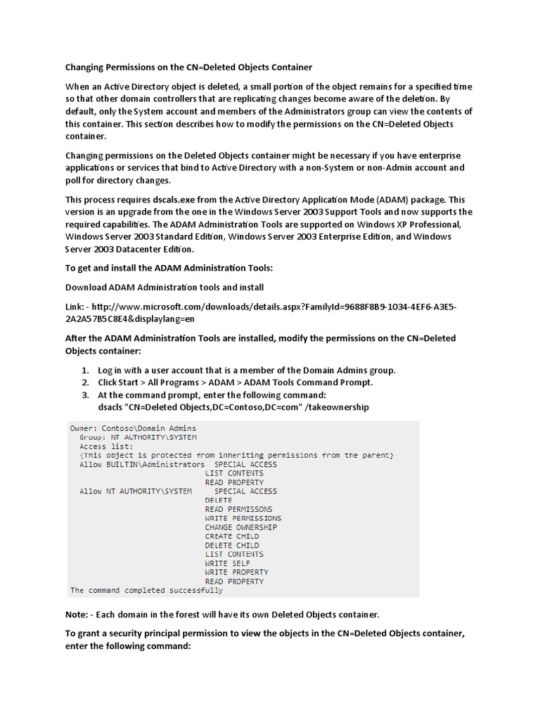 Give Access Right Non-Administrators To View AD Deleted Objects ...