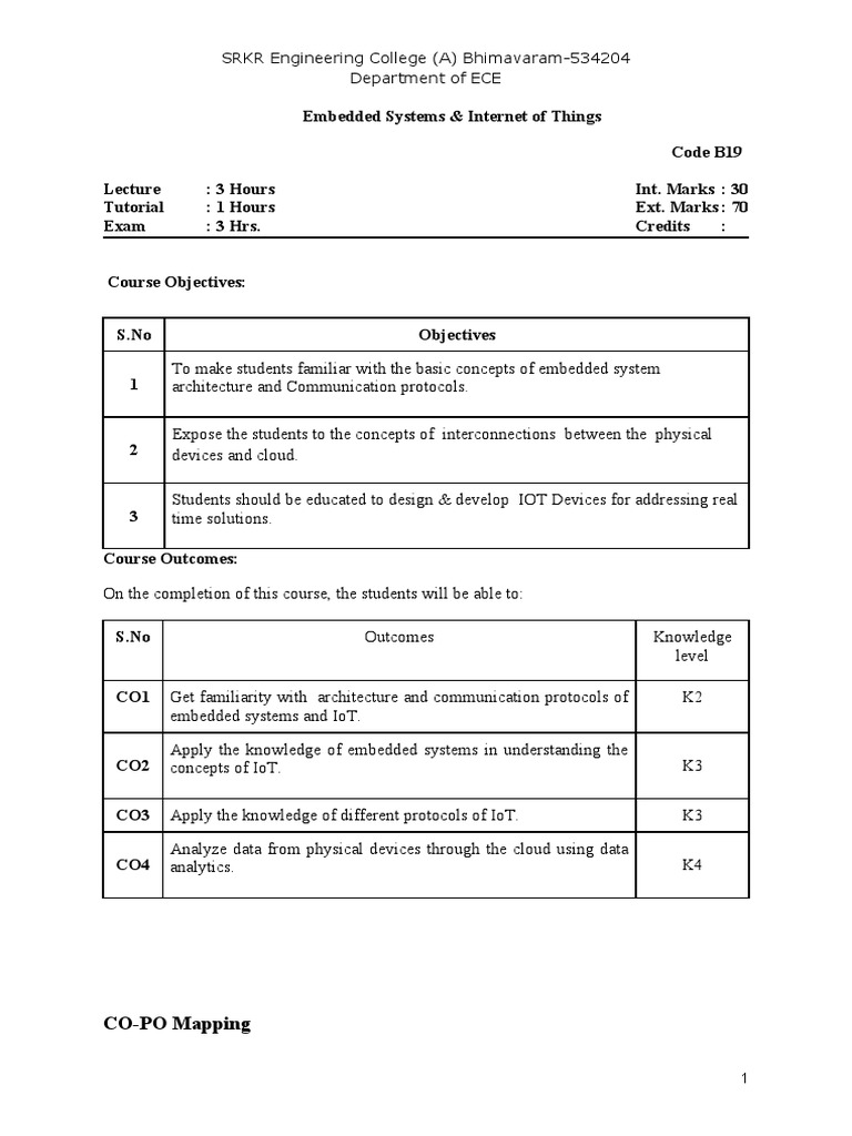 R17 ES & IOT Syllabus | PDF | Internet Of Things | Embedded System
