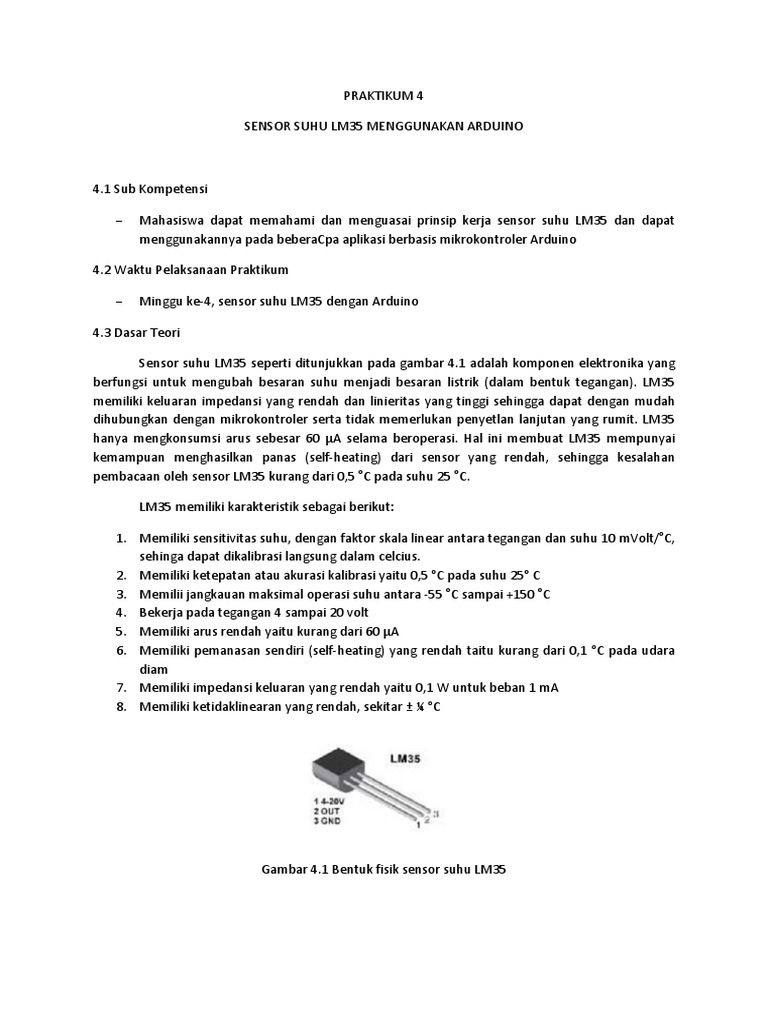 Praktikum 4 - Sensor Suhu LM35 Dengan Arduino | PDF