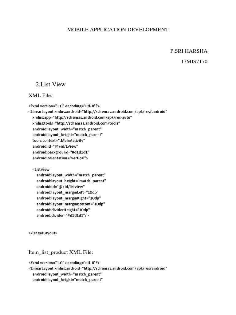 2.list View: Mobile Application Development | PDF | Android (Operating System) | Mobile App